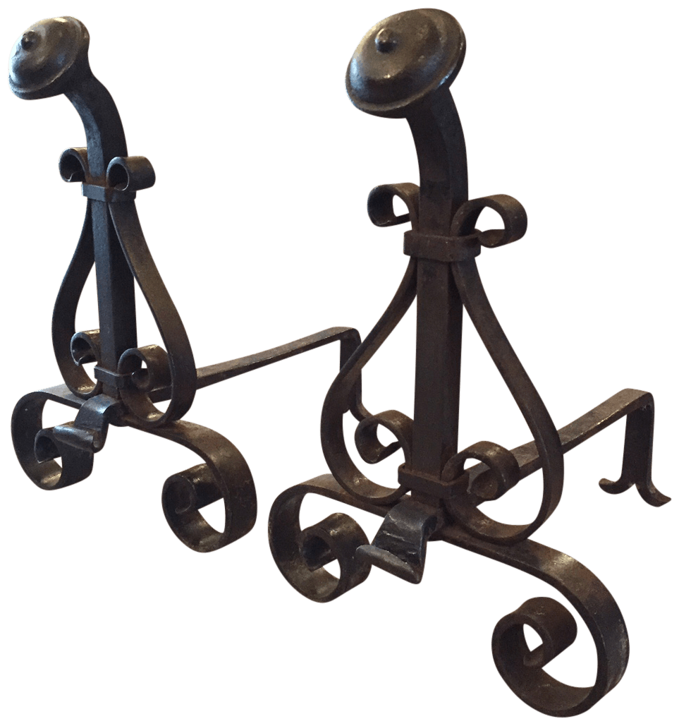 Antique French Iron Andirons