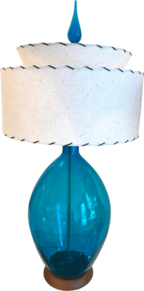 MCM Vintage Blenko Blue Lamp (174)