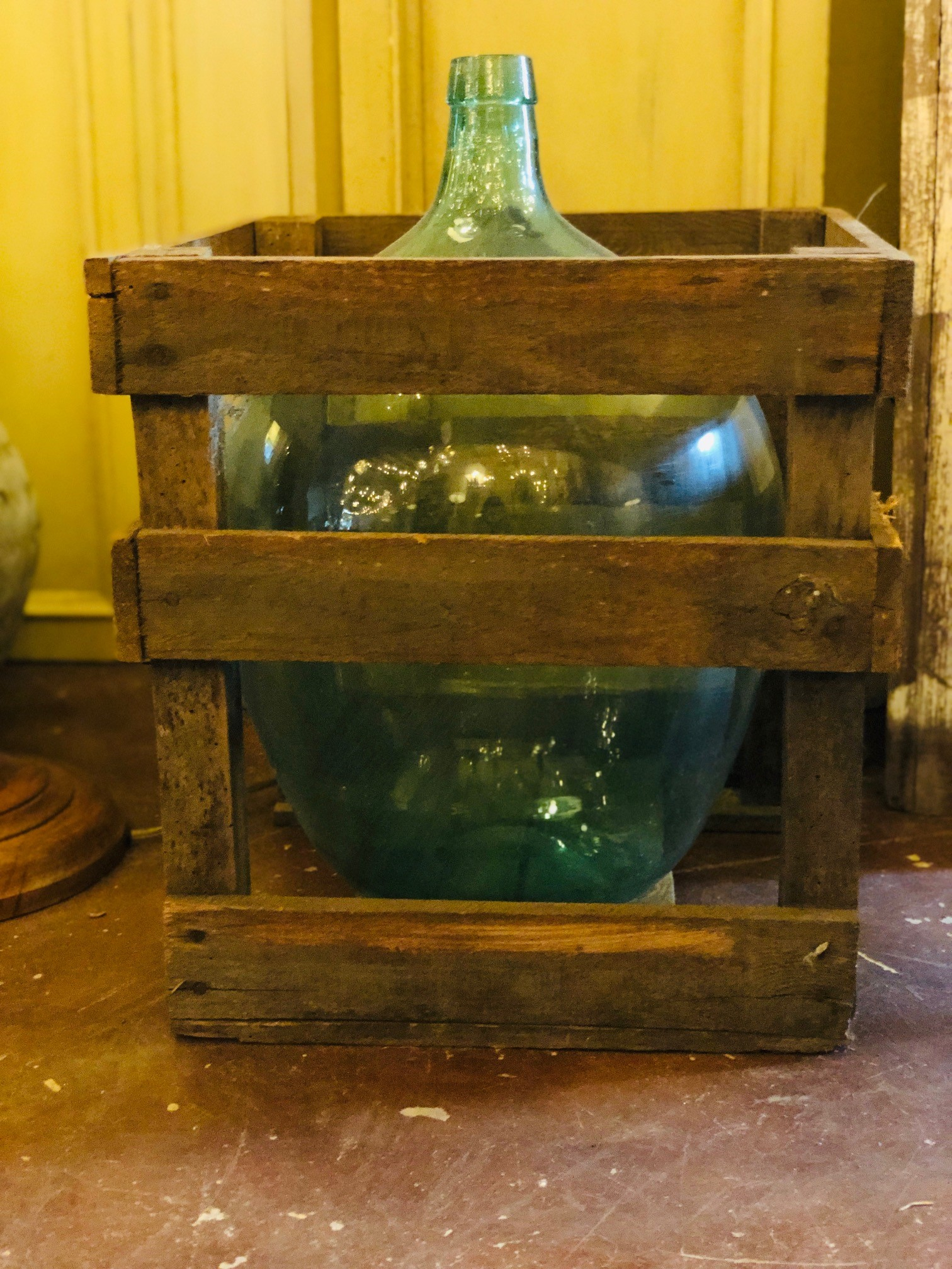 Vintage Demijohn in Wood Crate (08)