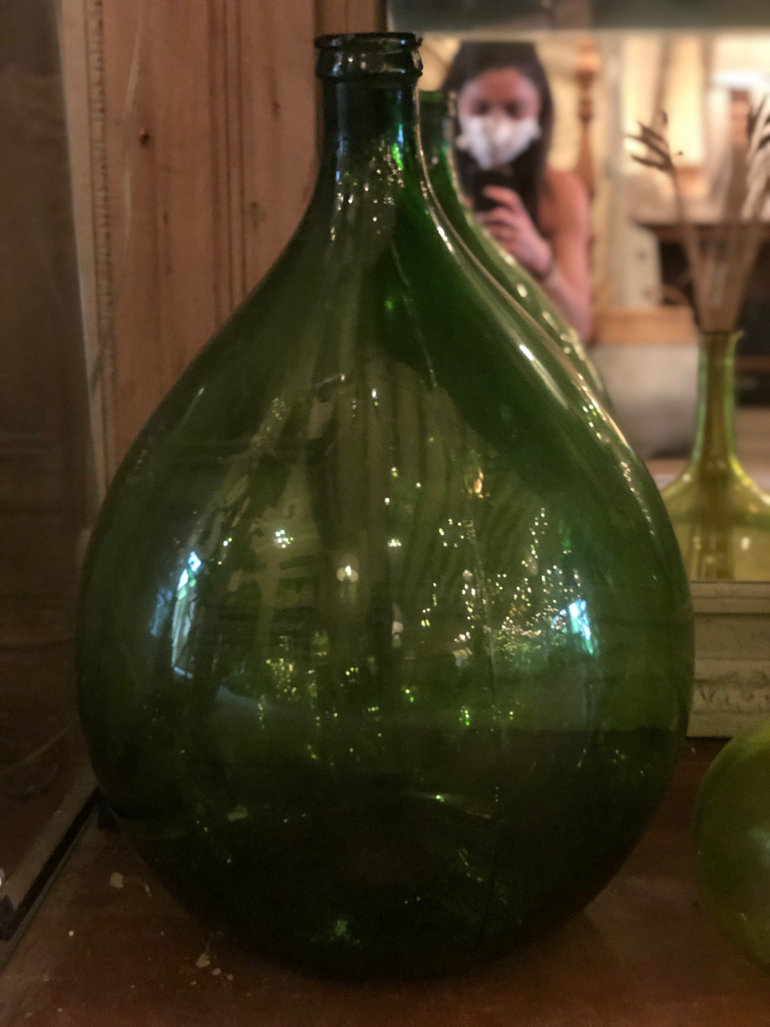 Vintage Green Glass Demijohn (03)