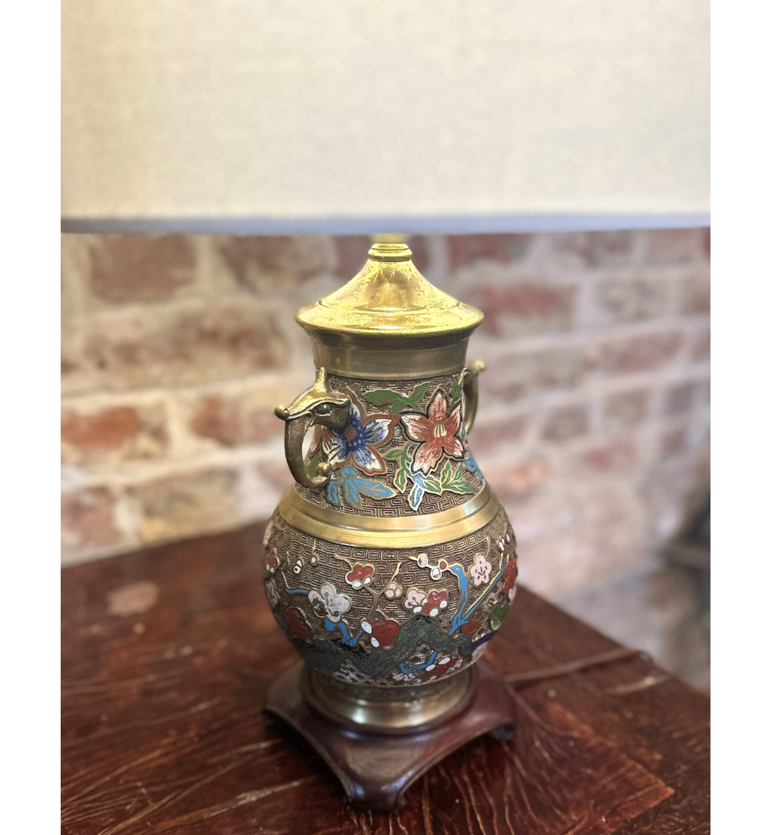 Vintage Japanese Champleve Cloisonne Table Lamp