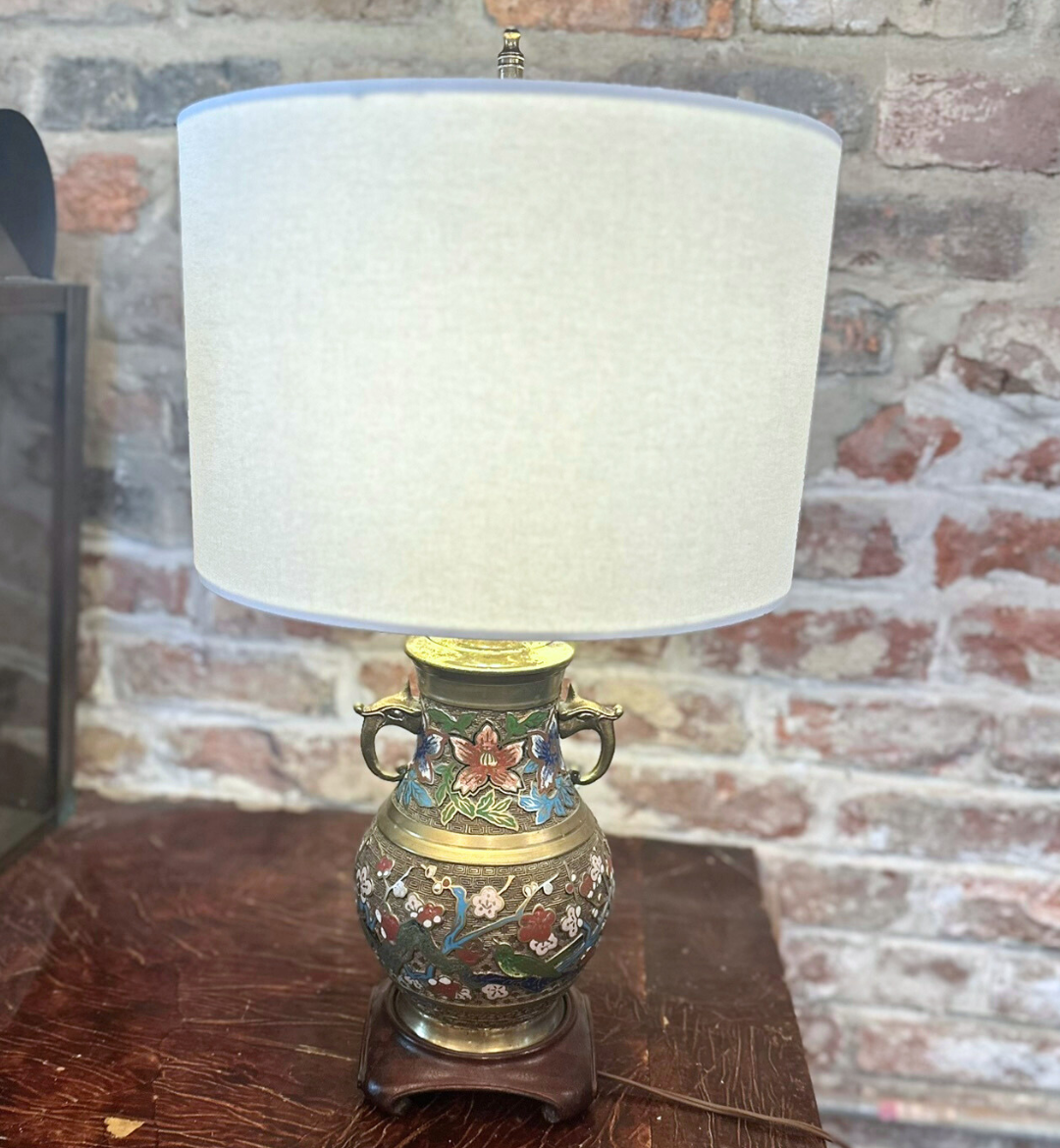 Vintage Japanese Champleve Cloisonne Table Lamp