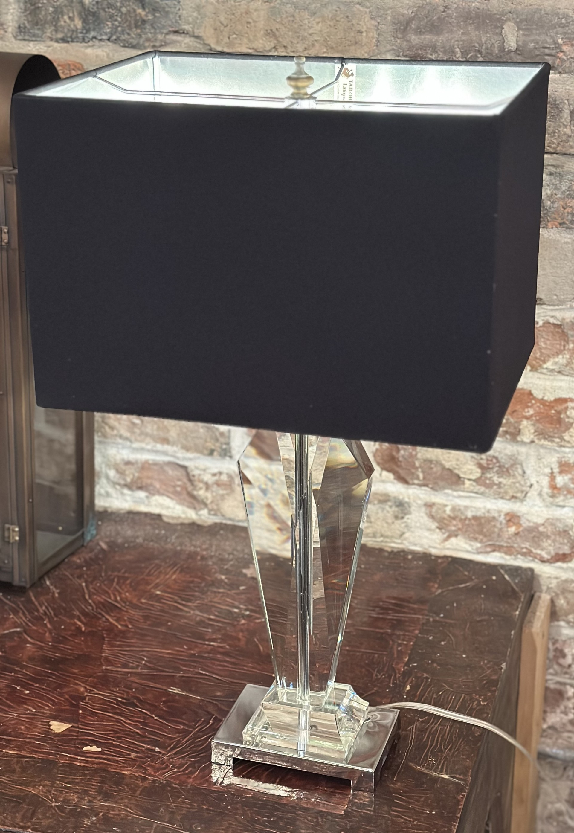 Vintage Clear Faceted Lucite and Chrome Table Lamp