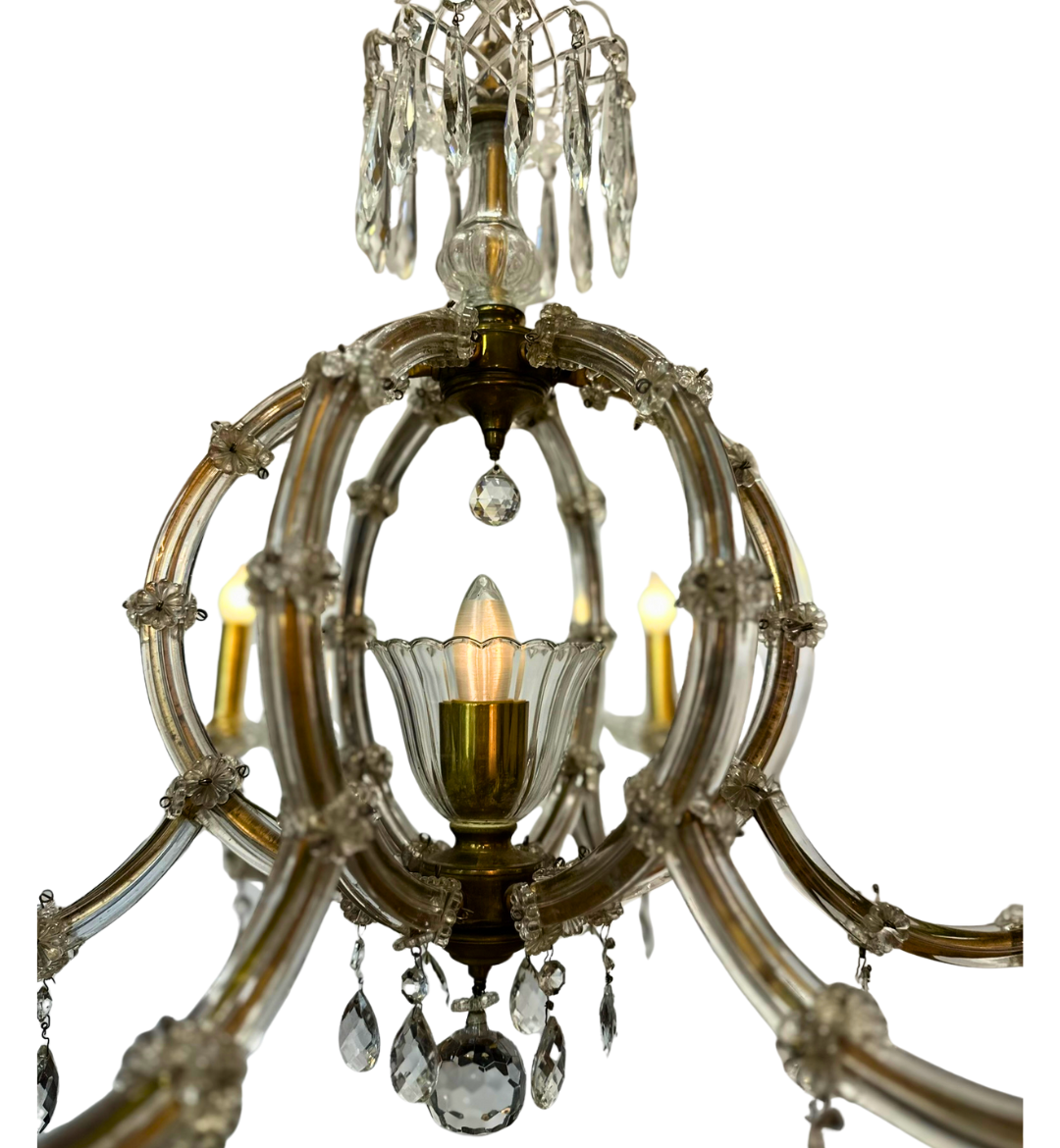 Vintage Maria Theresa Chandelier with Birdcage Crystal Frame